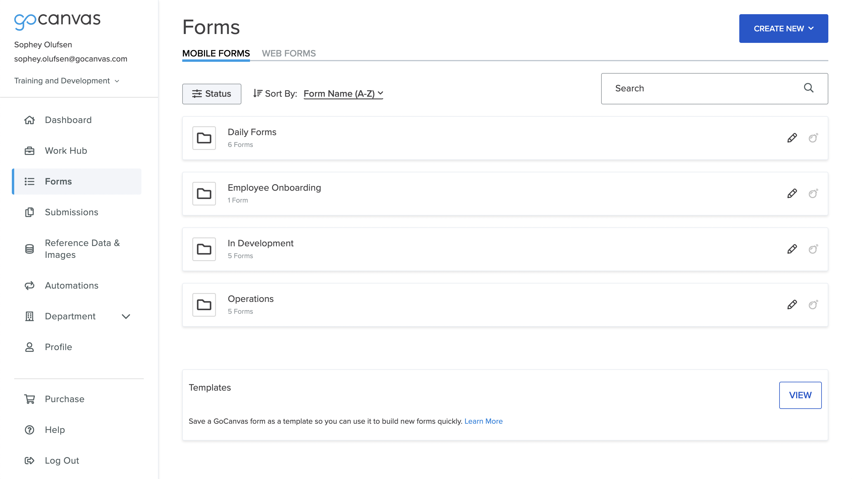 Updated Mobile Forms Page with Folders – GoCanvas Help Center