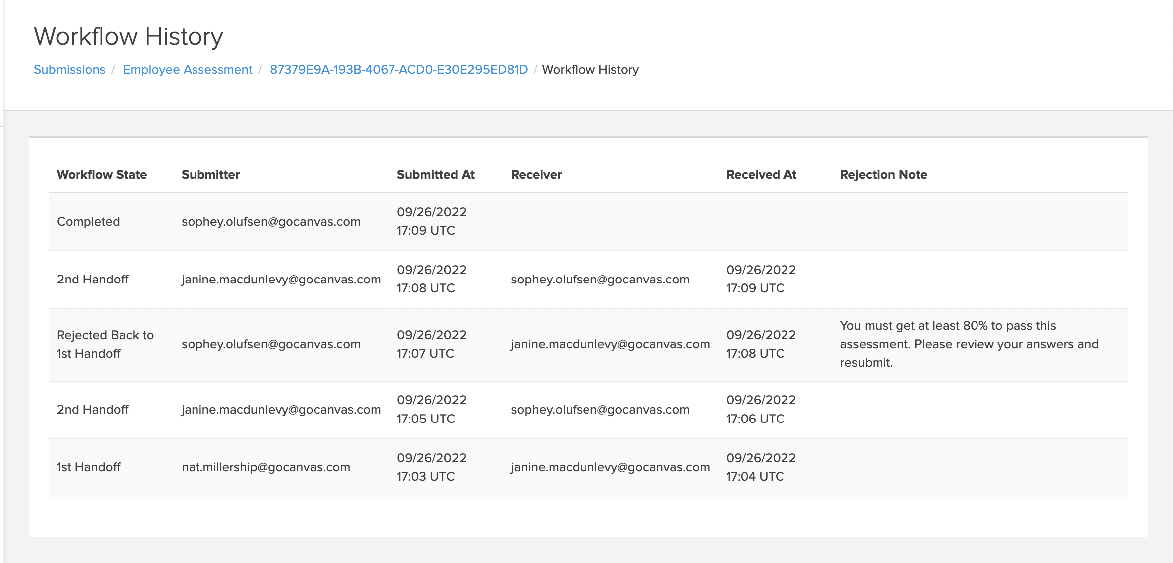 Workflow History on Web – GoCanvas Help Center